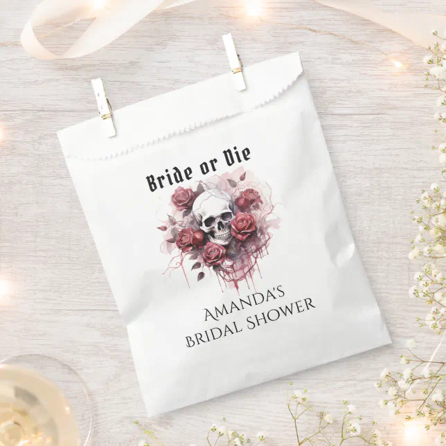 Gothic Floral Skull Bridal Shower Favor Bag | Zazzle