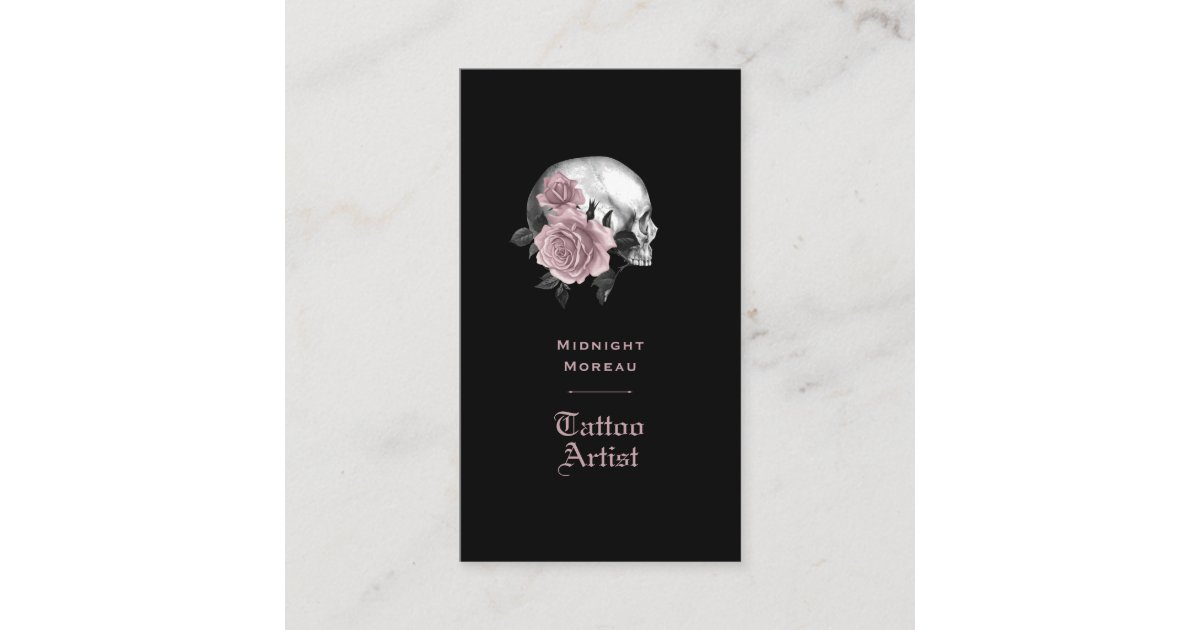 Gothic Floral Skull Tattoo Artist QR Code Business Card | Zazzle