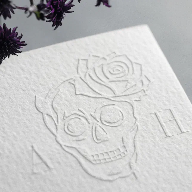 Gothic Floral Skull Wedding Couple's Monogram Embosser | Zazzle