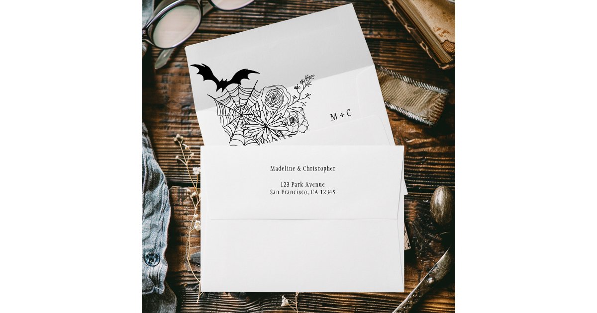 Gothic Floral Wedding Envelope | Zazzle