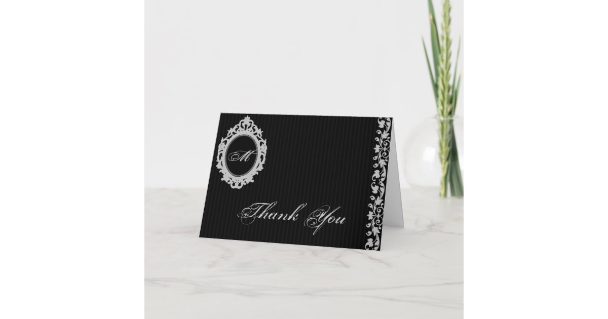 Gothic Frame Monogram Thank You card | Zazzle