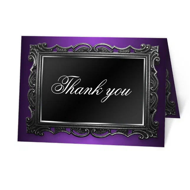 Gothic Frame Purple Thank You Cards | Zazzle
