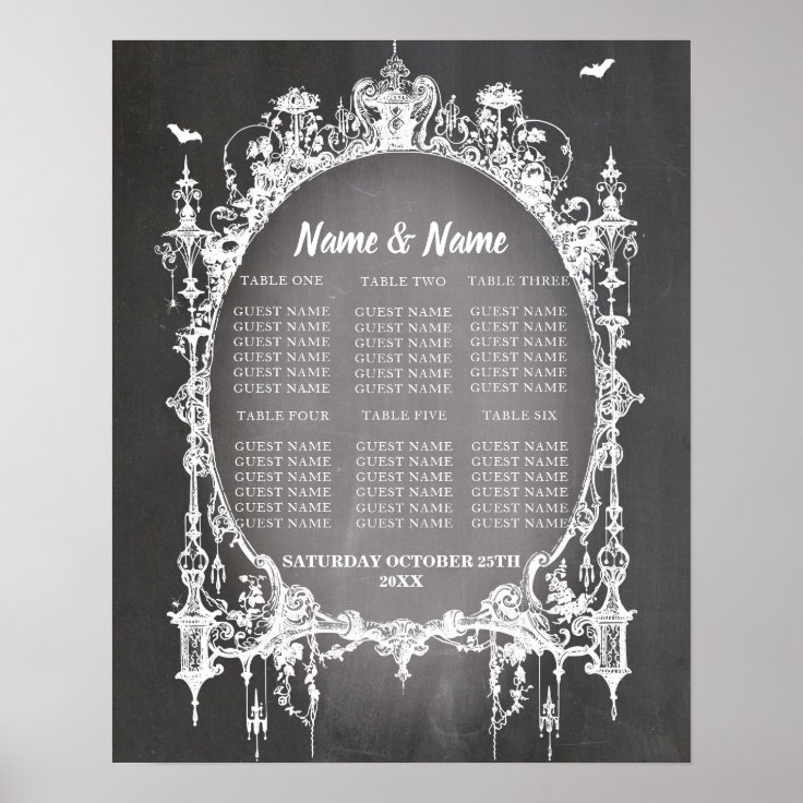 Gothic Frame Table Plan Wedding Poster Seating | Zazzle