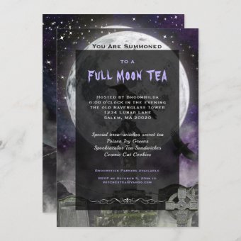 Gothic Full Moon Witches Tea Party Invitation | Zazzle