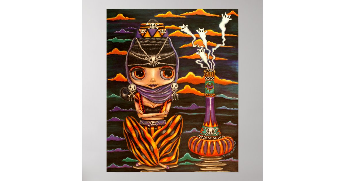 Gothic Genie and Ghost Kitties Poster | Zazzle