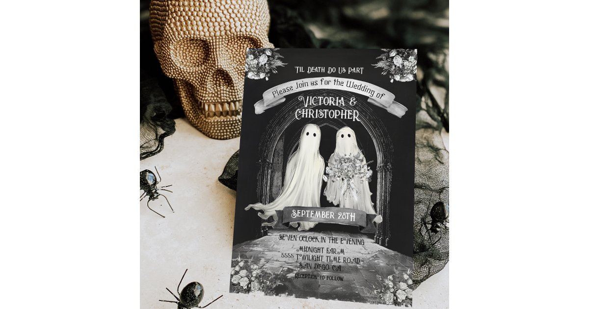 Gothic Ghost Bride & Groom Wedding Invitation | Zazzle