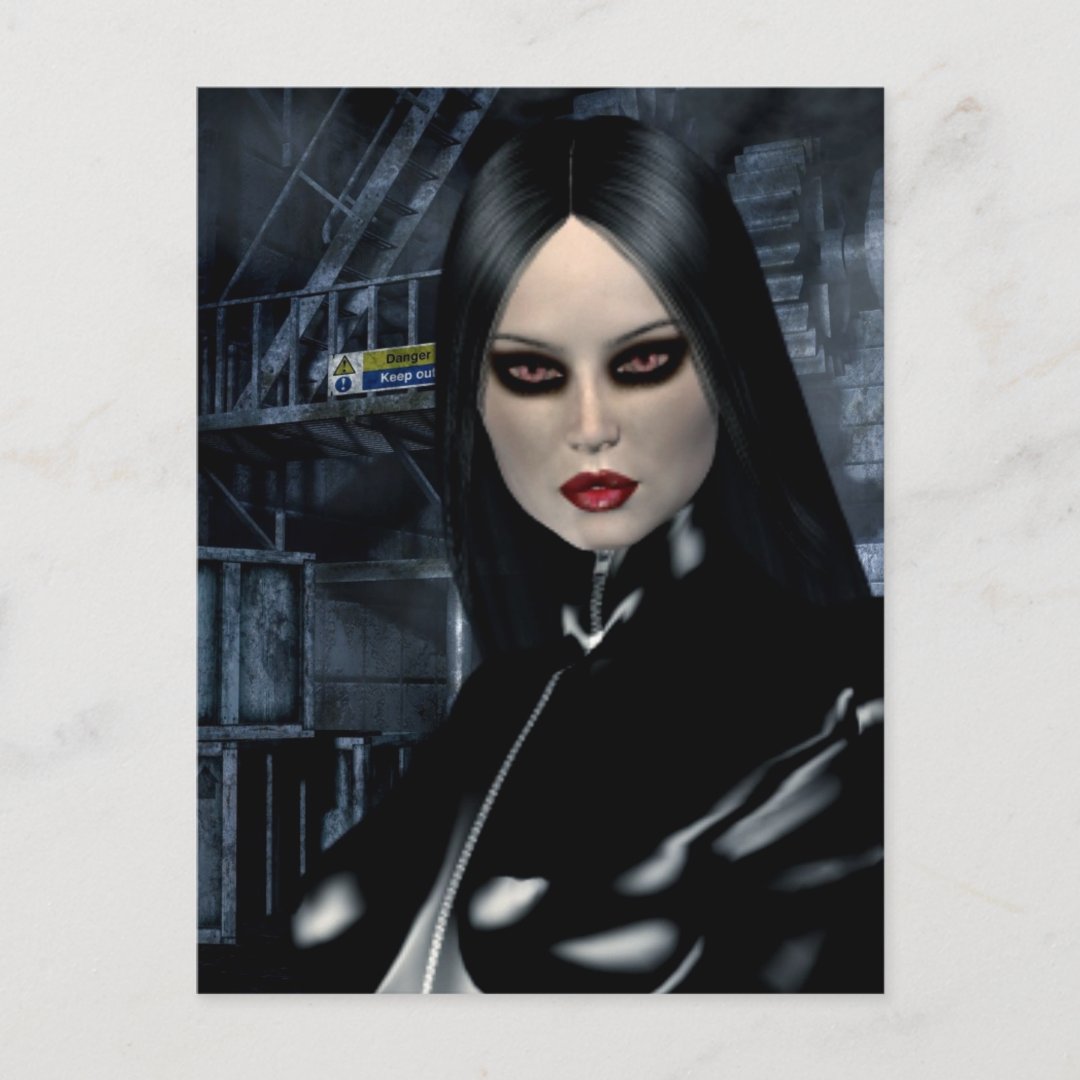 Gothic Girls Cyber Vamp postcard | Zazzle