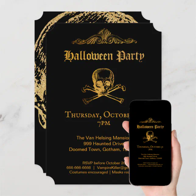 Gothic Glam | Invitations | Black | Zazzle