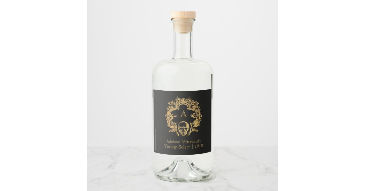 Gothic Glam | Liquor Bottle Label | Black | Zazzle
