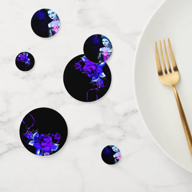 Gothic Glow Skeleton Skull Girl Halloween Party Confetti | Zazzle