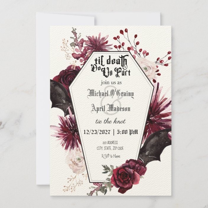 Gothic Goth Dark Bats Wedding Invitation | Zazzle.com