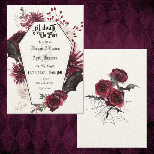 Gothic Goth Dark Bats Wedding Invitation | Zazzle