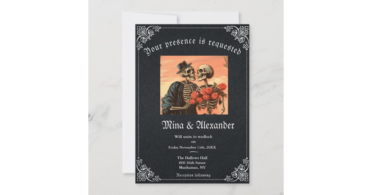 Gothic Goth Skeleton QR code Wedding | Zazzle