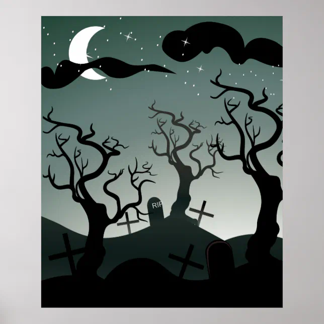 Gothic Graveyard graves trees Poster | Zazzle