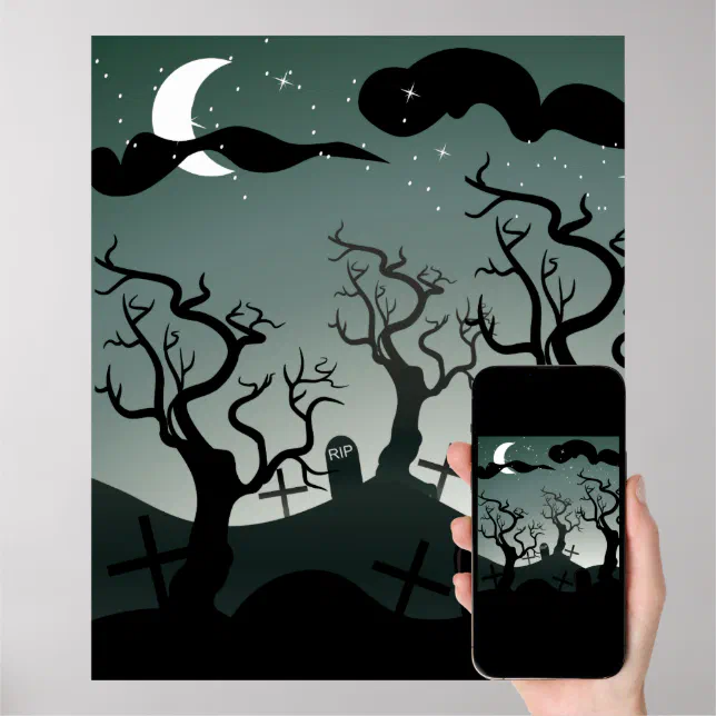 Gothic Graveyard graves trees Poster | Zazzle