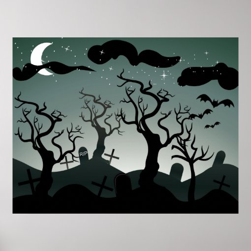 Gothic Graveyard graves trees Poster | Zazzle