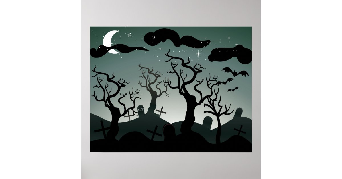 Gothic Graveyard graves trees Poster | Zazzle