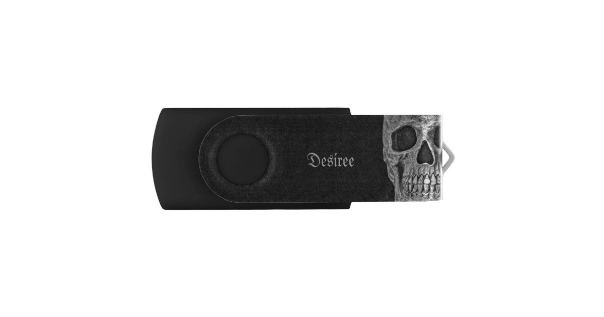 Gothic Half Skull Cool Black And White Grunge Flash Drive | Zazzle
