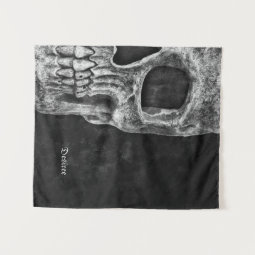 Gothic Half Skull Head Cool Black And White Grunge Tapestry | Zazzle