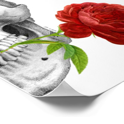 Gothic Half Skull Rose Horror Fantasy Skeleton Poster | Zazzle