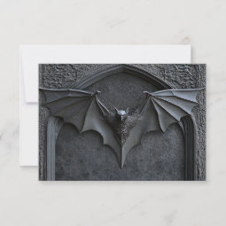Gothic Halloween Black Bat & Arch Wedding Dinner RSVP Card | Zazzle