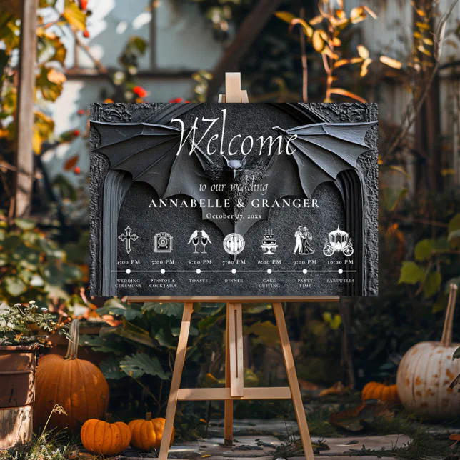 Gothic Halloween Black Bat & Arch Wedding Timeline Foam Board | Zazzle