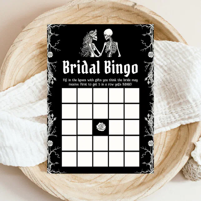 Gothic Halloween Bridal Shower Bridal Bingo Game Invitation | Zazzle