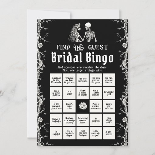Gothic Halloween Find the Guest Bridal Bingo Game Invitation | Zazzle