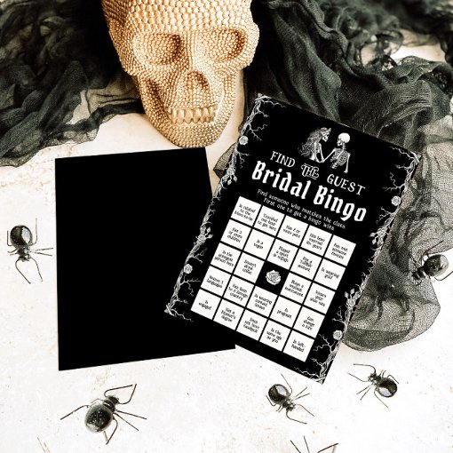 Gothic Halloween Find the Guest Bridal Bingo Game Invitation | Zazzle