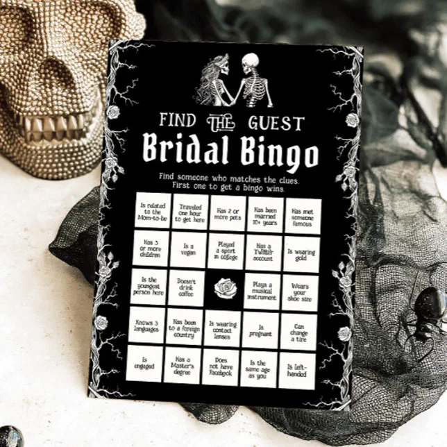 Gothic Halloween Find the Guest Bridal Bingo Game Invitation | Zazzle