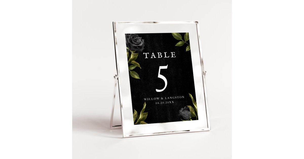 Gothic Halloween Floral Wedding Table Number | Zazzle