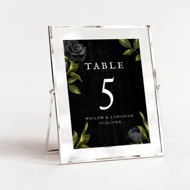 Gothic Halloween Floral Wedding Table Number | Zazzle