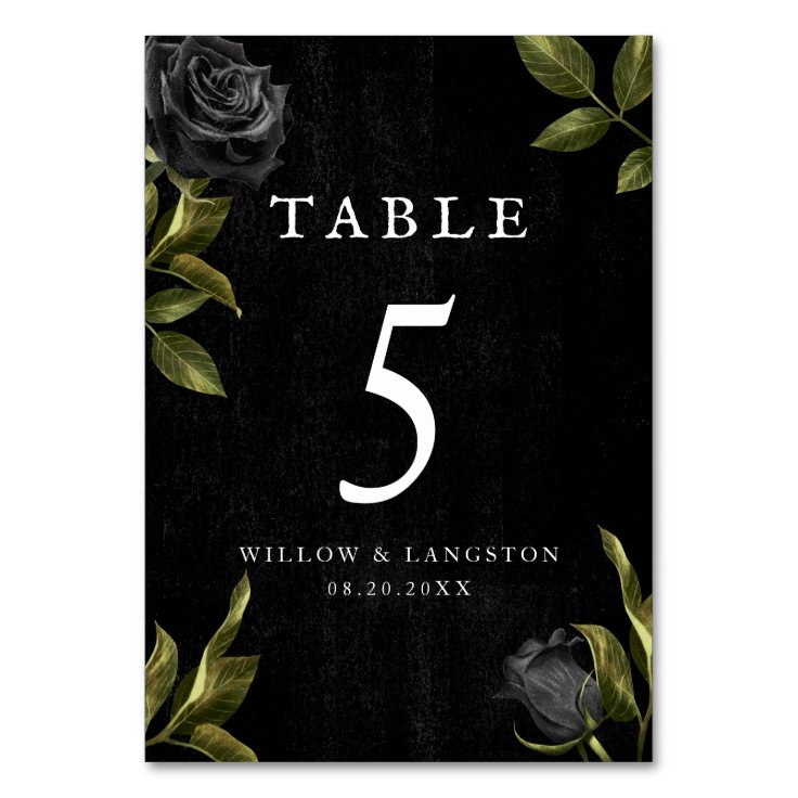 Gothic Halloween Floral Wedding Table Number | Zazzle