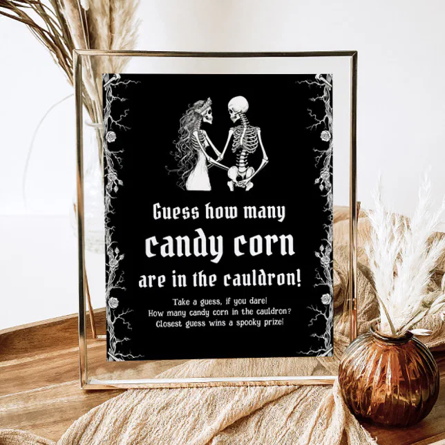 Gothic Halloween Guess How Many Candy Corn Game Poster | Zazzle