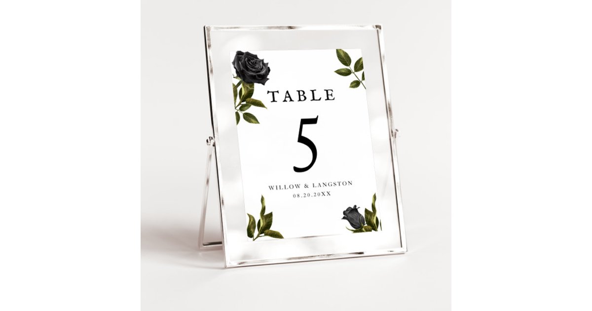 Gothic Halloween Rose Wedding Table Number | Zazzle