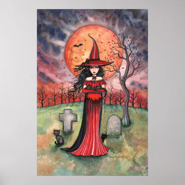 Gothic Halloween Witch Poster by Molly Harrison | Zazzle
