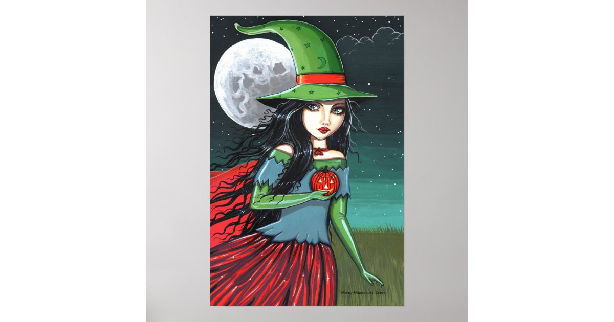 Gothic Halloween Witch Poster by Molly Harrison | Zazzle