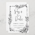 Gothic Hand drawn Flowers Skull Save the date Invitation | Zazzle