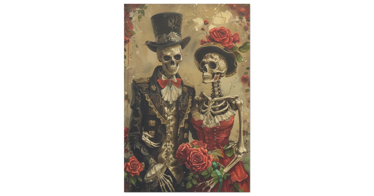 Gothic Husband Wife Skeleton Decoupage Tissue Paper | Zazzle