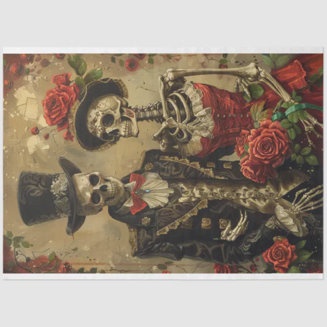 Gothic Husband Wife Skeleton Decoupage Tissue Paper | Zazzle