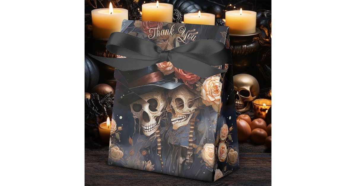 Gothic Kissing Skulls Romantic Skeleton Wedding Favor Boxes | Zazzle