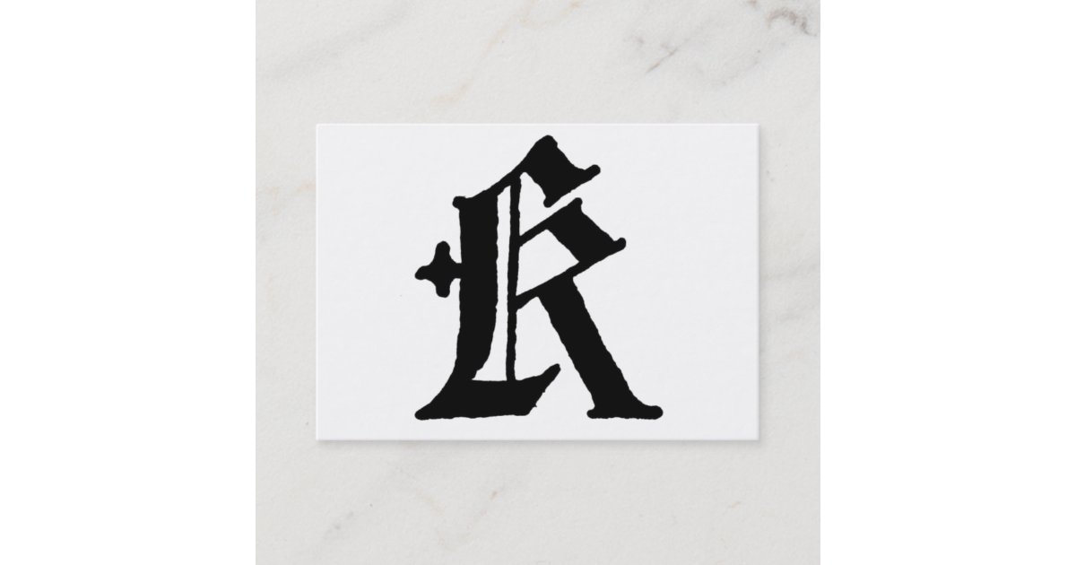 Gothic Letter "K" Classic English Initial Business Card | Zazzle
