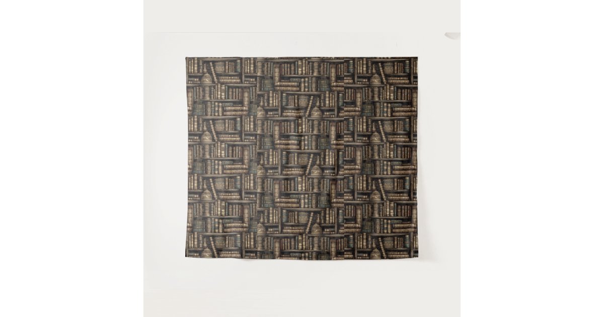 Gothic Library with Antique Leather Tooled Books Tapestry | Zazzle