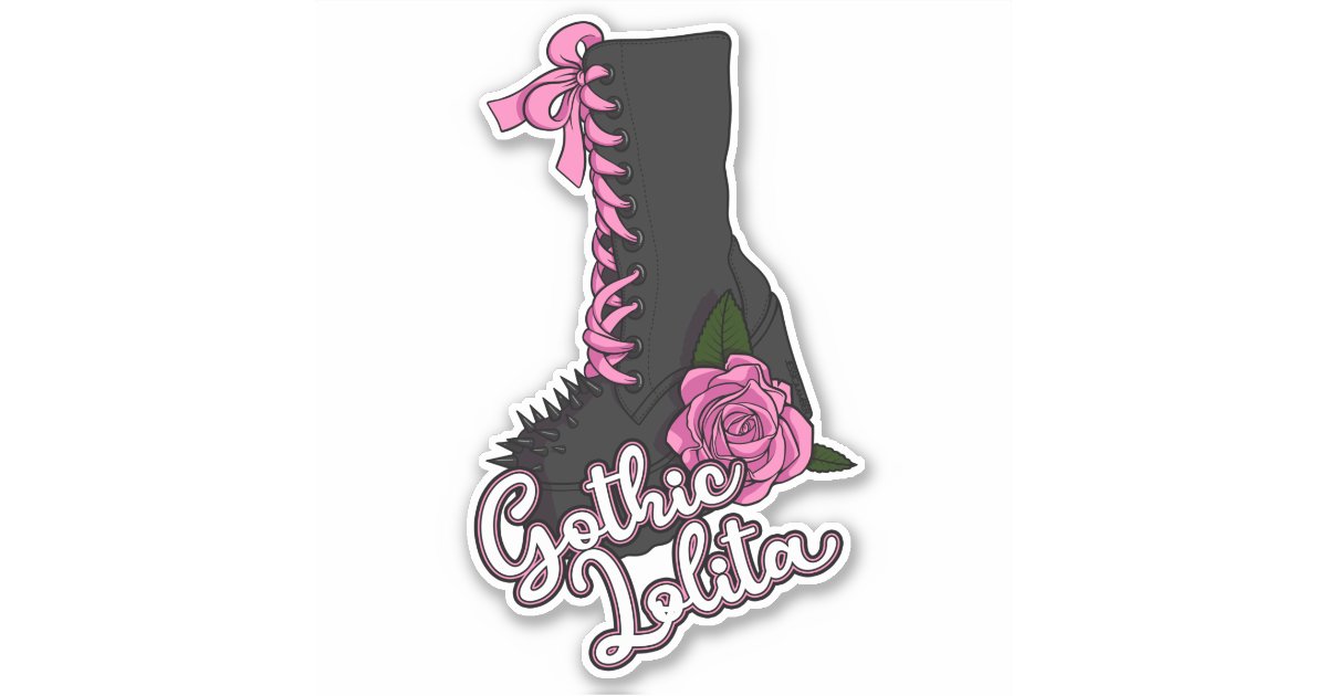 Gothic Lolita Slogan Pink Rose Boot Vinyl Sticker | Zazzle