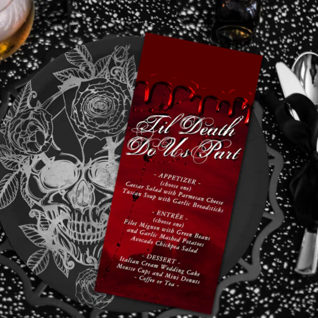 Gothic Luxe | Black and Blood Red Drip Menu | Zazzle