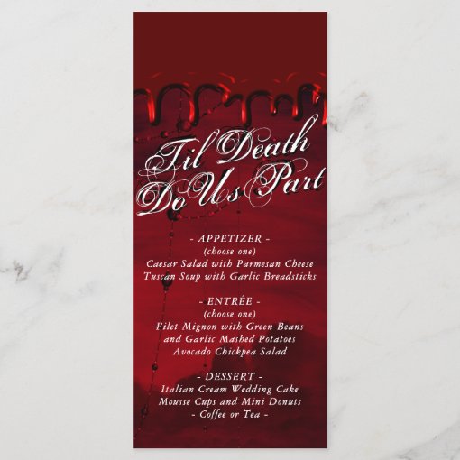 Gothic Luxe | Black and Blood Red Drip Menu | Zazzle
