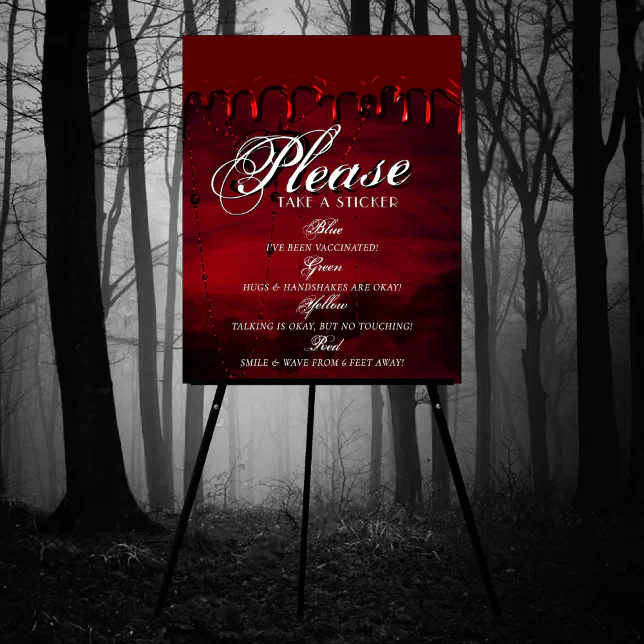 Gothic Luxe | Black and Dark Red Social Distance Poster | Zazzle