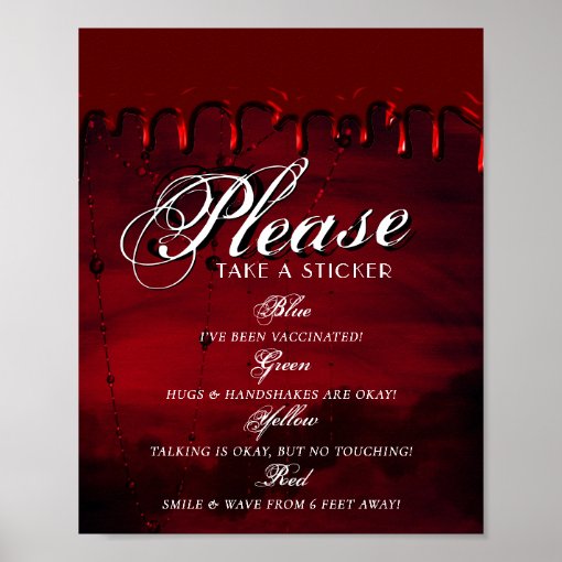 Gothic Luxe | Black and Dark Red Social Distance Poster | Zazzle