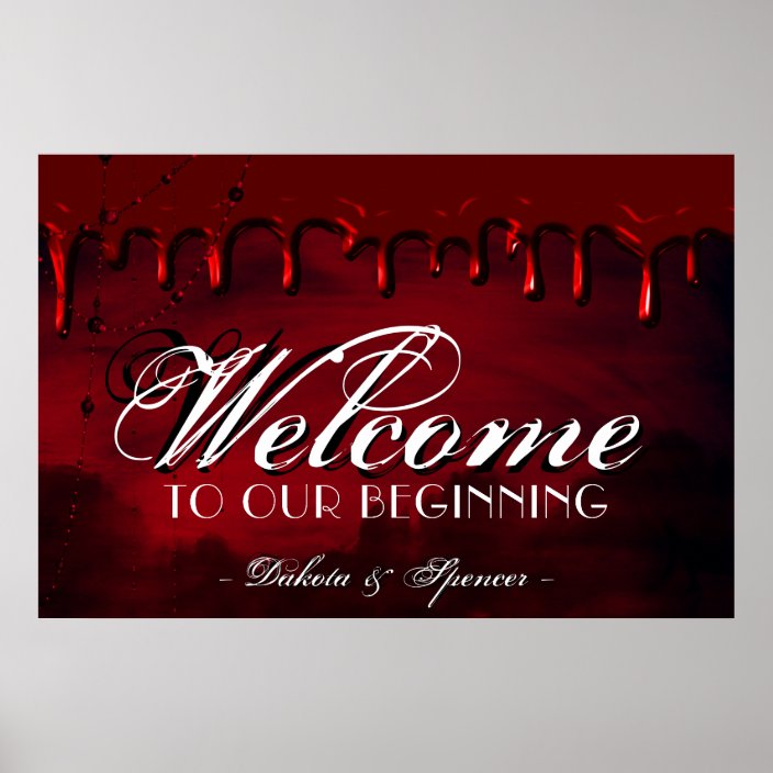 Gothic Luxe | Black and Dark Red Wedding Welcome Poster | Zazzle.com