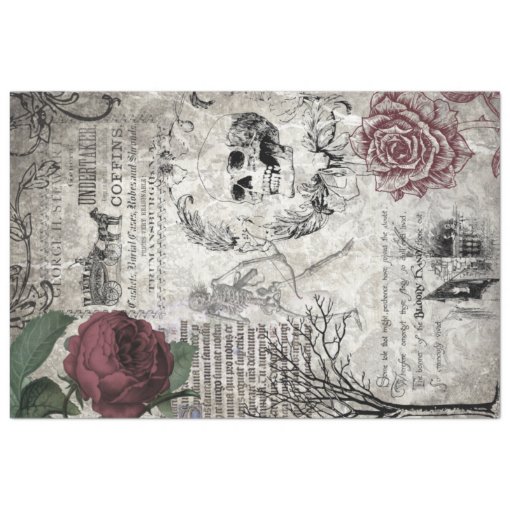 Gothic Macabre Victorian Skull & Death Ephemera Tissue Paper | Zazzle